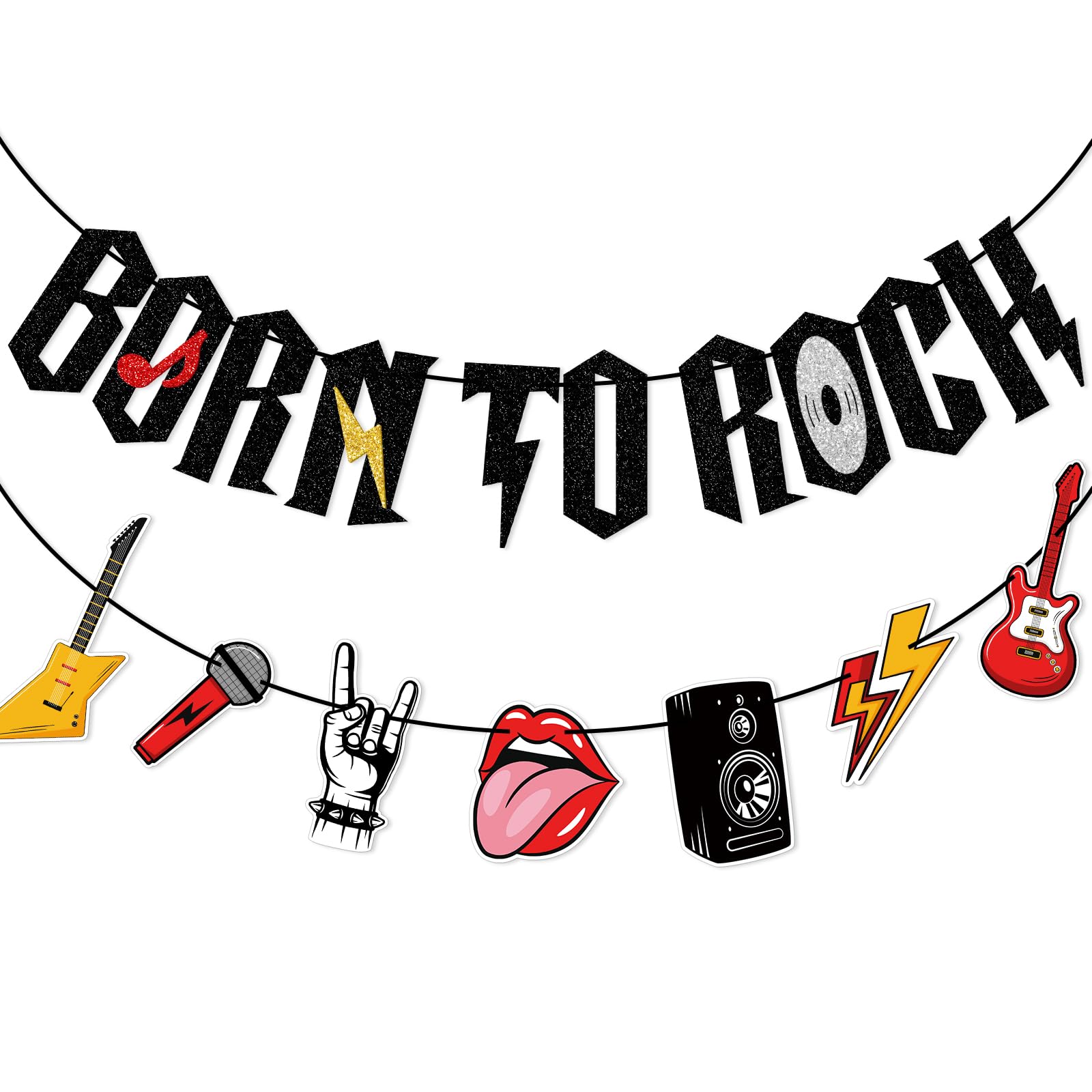 Amazon.com: FOZEE Born to Rock Banner for Rock Birthday Party, Pre ...
