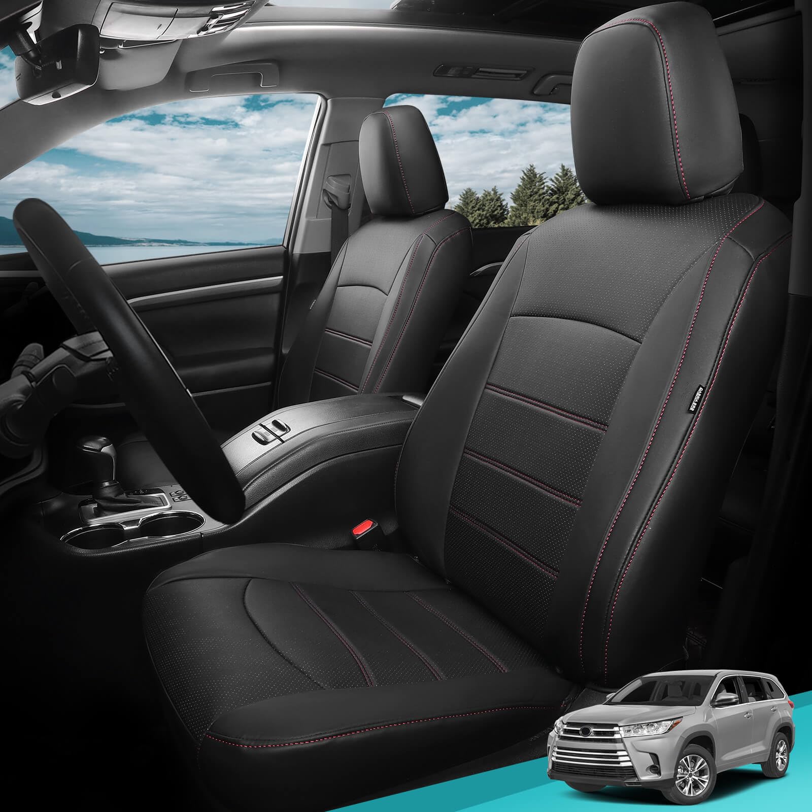 Amazon.com: FEINEPRO Custom Seat Covers for Toyota Highlander 2014-2019 ...