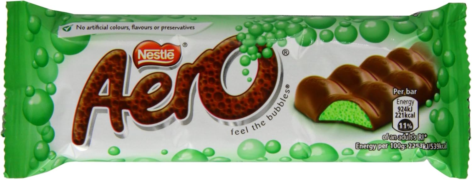 Nestlé Aero Bubbly Peppermint Chocolate Bar 40 g (Pack of 36) : Amazon ...