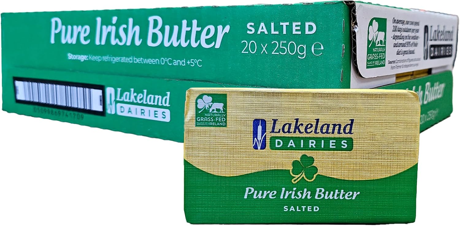 Lakeland Dairies Salted Pure Irish Butter, 250 Grams, Pack of 20 ...