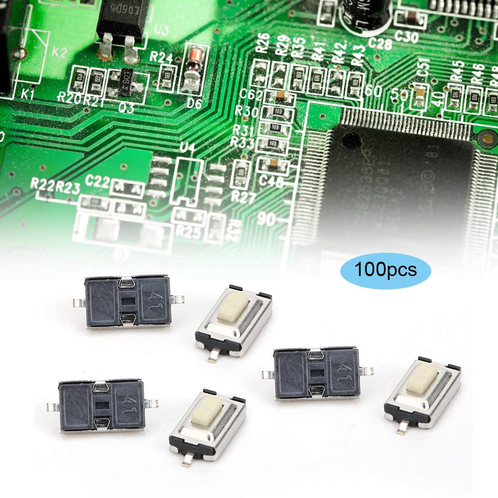 Snapklik.com : 100Pcs Tactile Push Button Switch, SMD DIP 2 Pin Micro ...