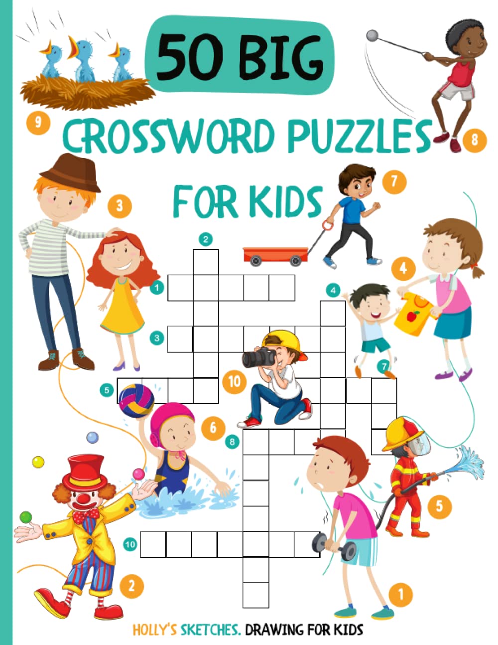 50 BIG Crossword Puzzles for Kids: Awesome Brain Teasers for Clever Children | Word Games to ...