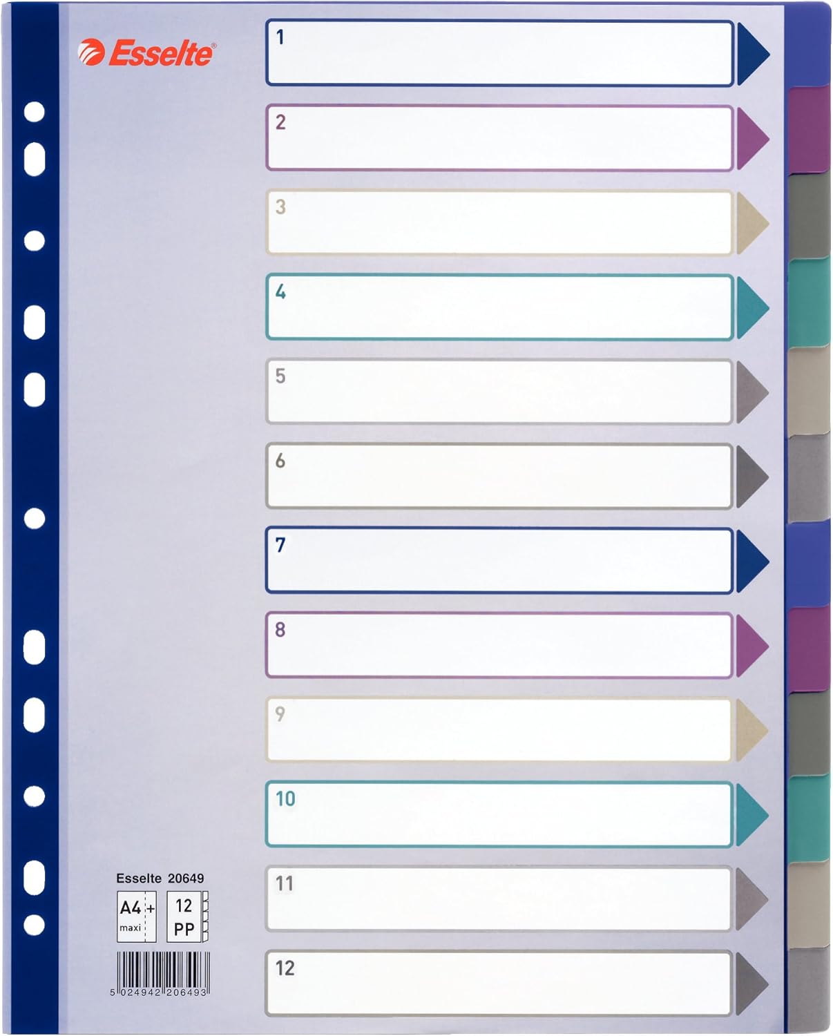 Esselte Indexed Dividers Maxi Format Polypropylene Set of 12 Tabs ...