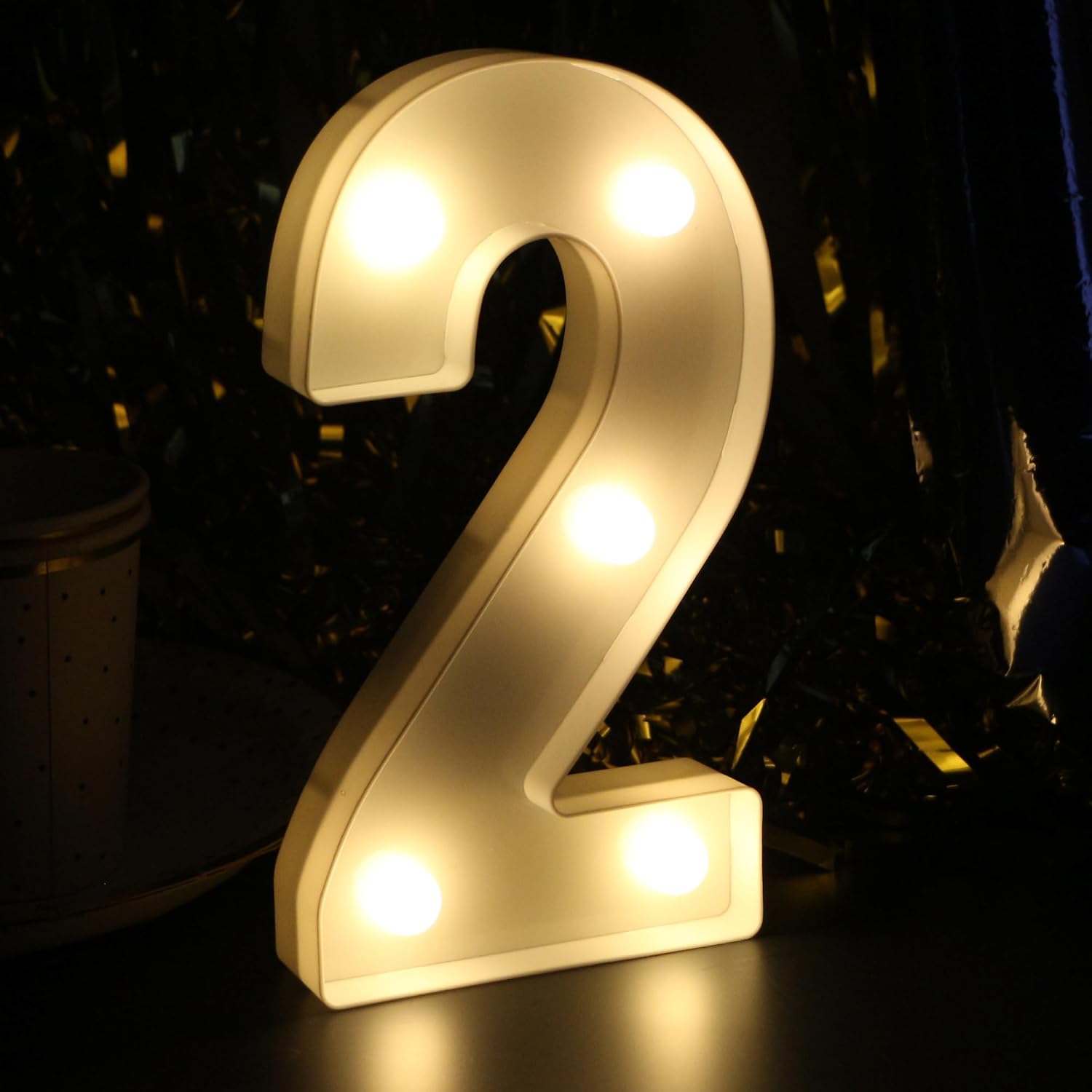H:8.26 Inches Light Up Numbers 2 Centerpieces Table Sign, Happy 2nd ...