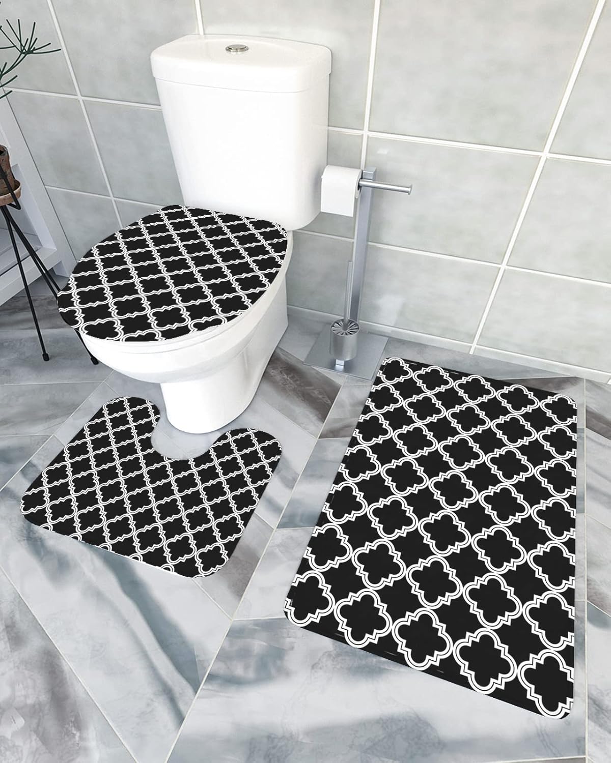 Amazon.com: ANNAMALL Bathroom Mats Set Morocco Black Absorbent Bathroom ...