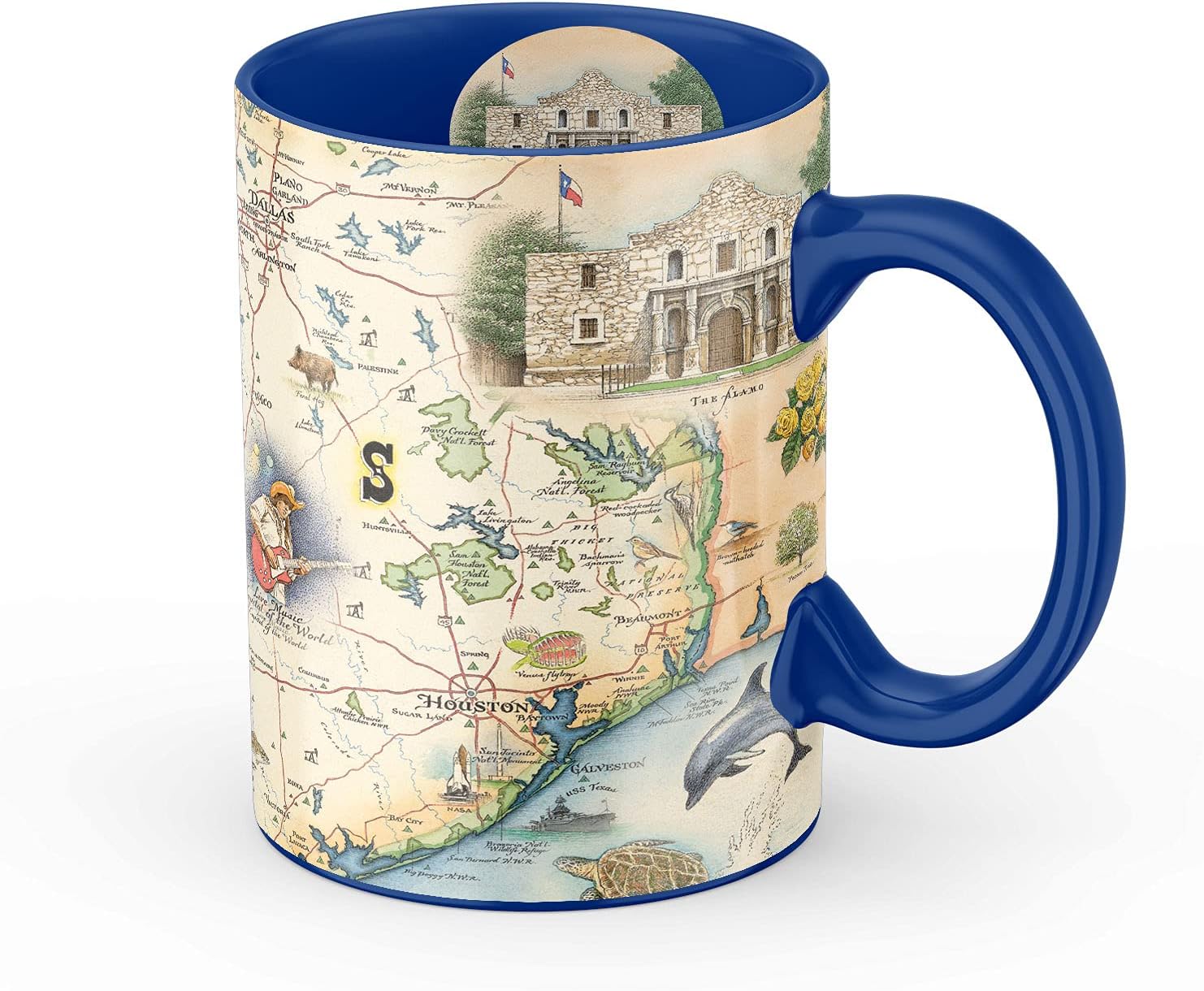 Amazon.com: Red, White & Blue Texas Shaped Coffee Mug 12 Ounce : Home ...