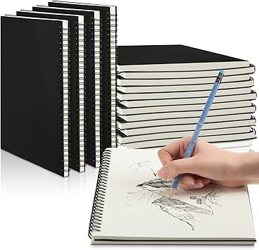 Amazon.com: Gueevin 12 Pack Sketch Books Bulk 7.5" x 10" Spiral Bound ...
