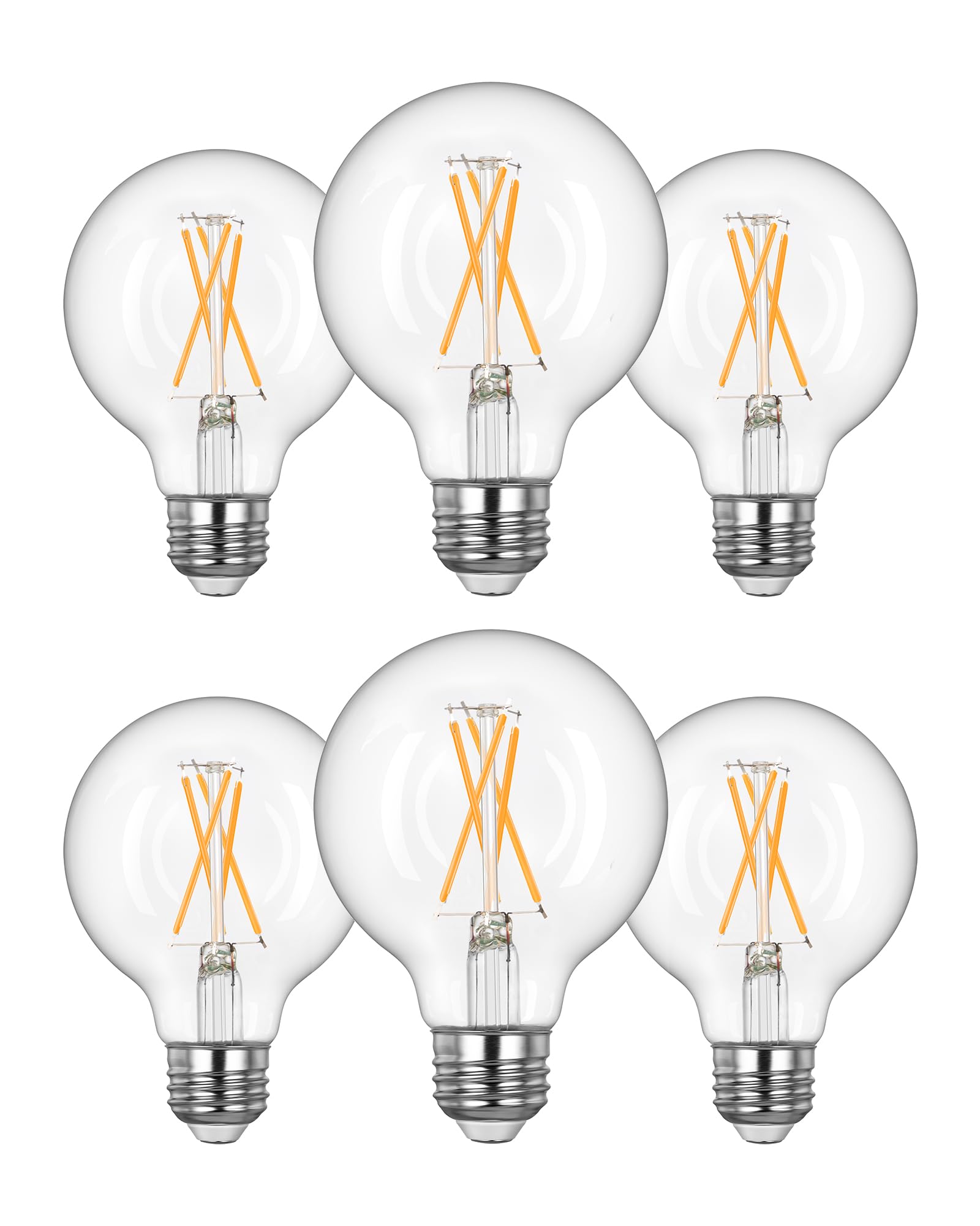 EDISHINE 6 Pack G25 Globe Light Bulbs, Dimmable Vintage LED Edison ...
