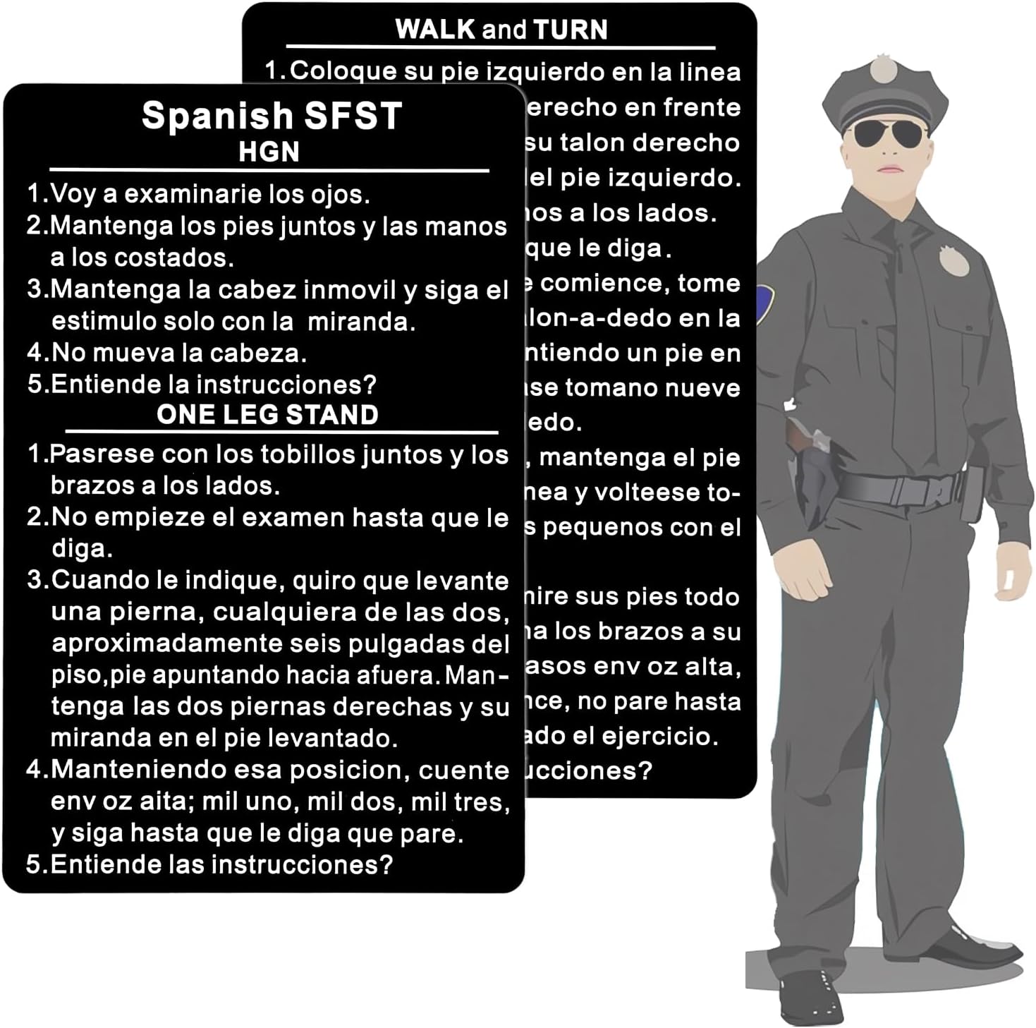 Amazon.com : Velinpun 3 PCS Spanish SFST/HGN Card - Standardized Field ...