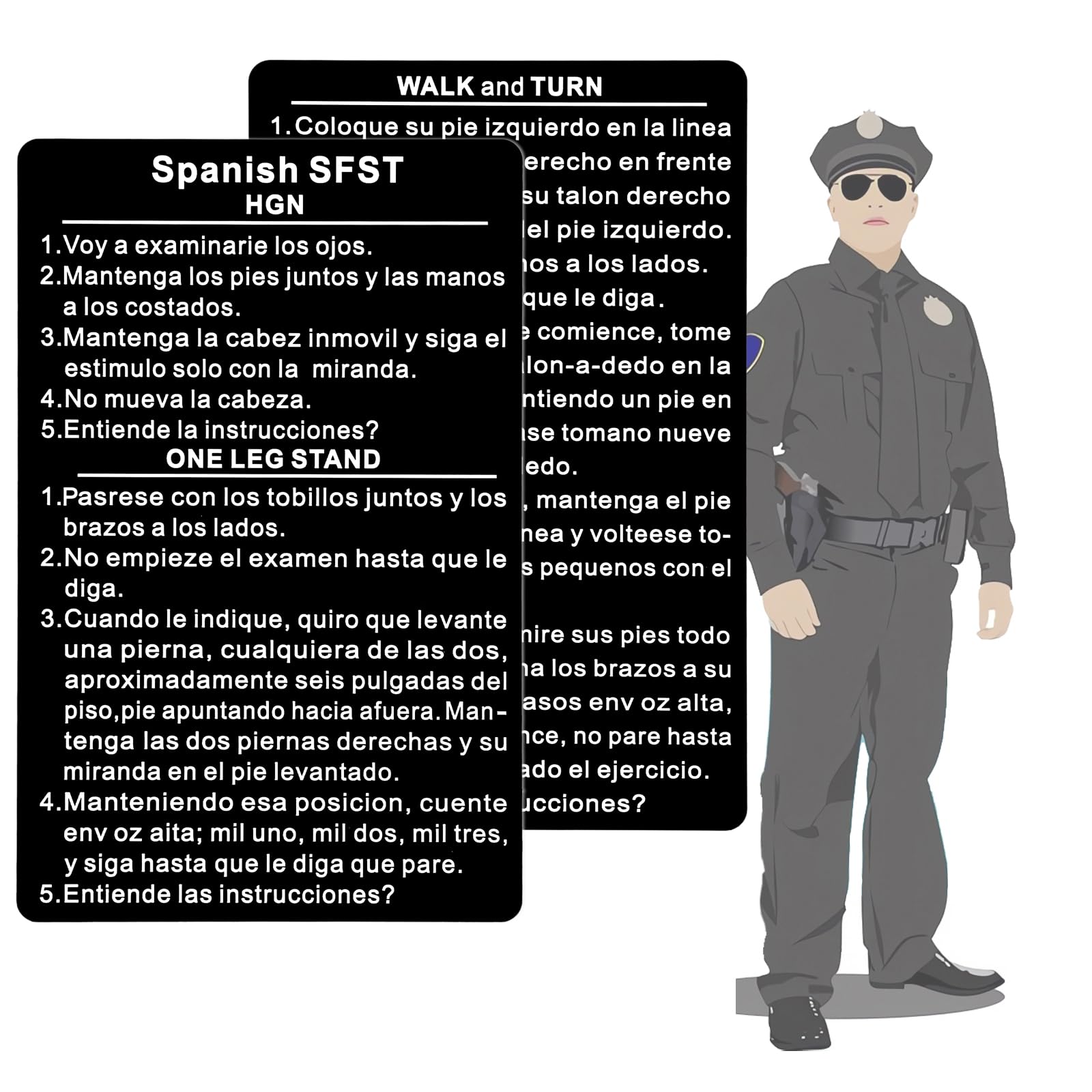 Amazon.com : 3 PCS Spanish SFST/HGN Card - Standardized Field Sobriety ...