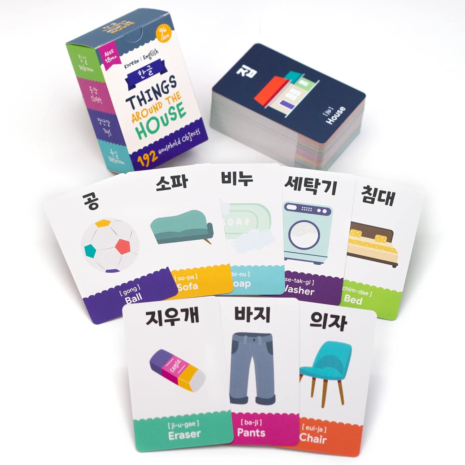 Amazon.com: Stellarsol 96 Korean Vocabulary Flashcards – Things Around ...
