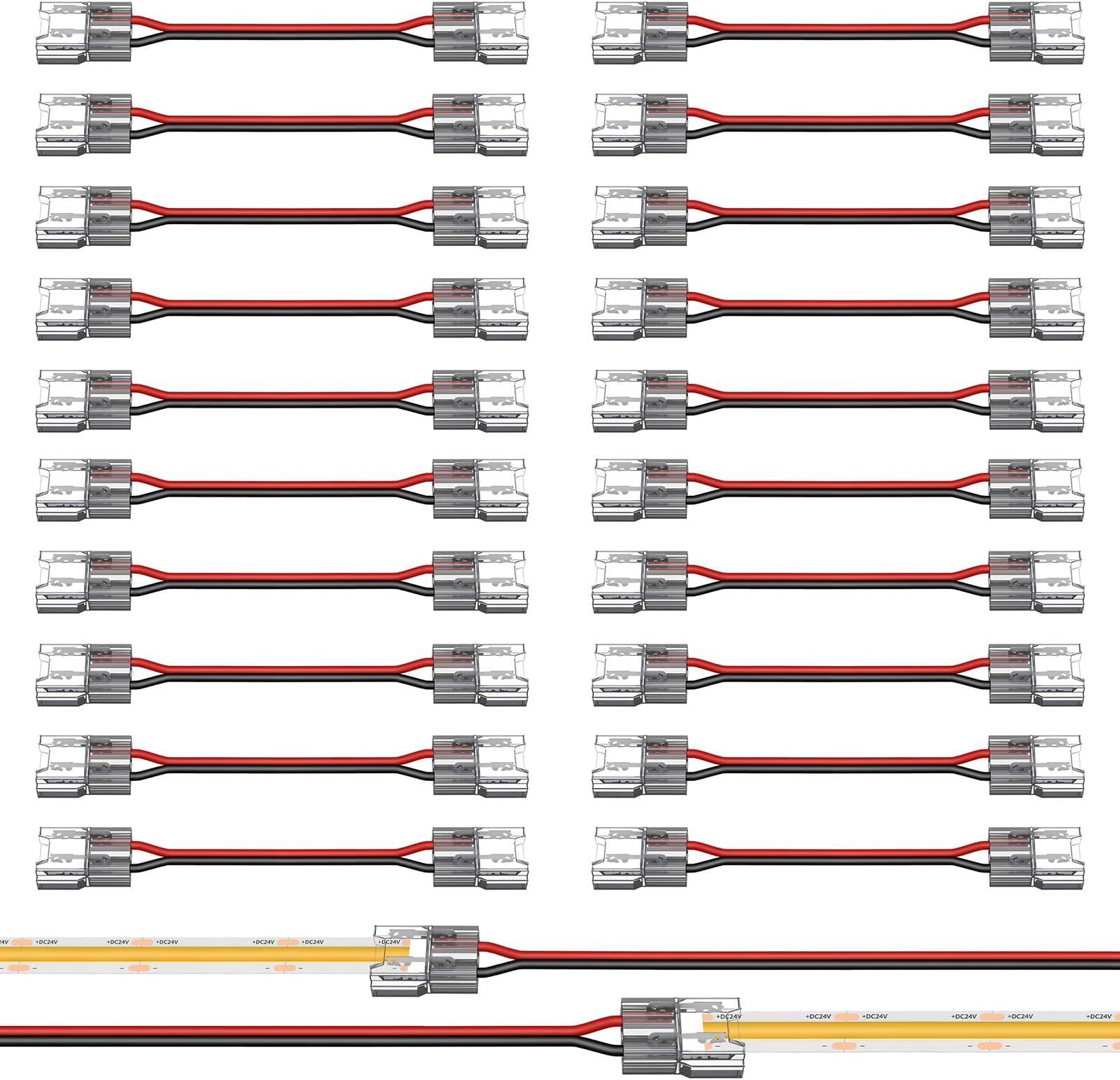 20 Pack COB LED Connectors, 2 Pins 8mm Solderless Crystal Connector ...