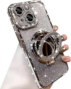 Amazon.com: Changjia Magnetic Kickstand Glitter Case for iPhone 15 Plus, [Compatible with ...