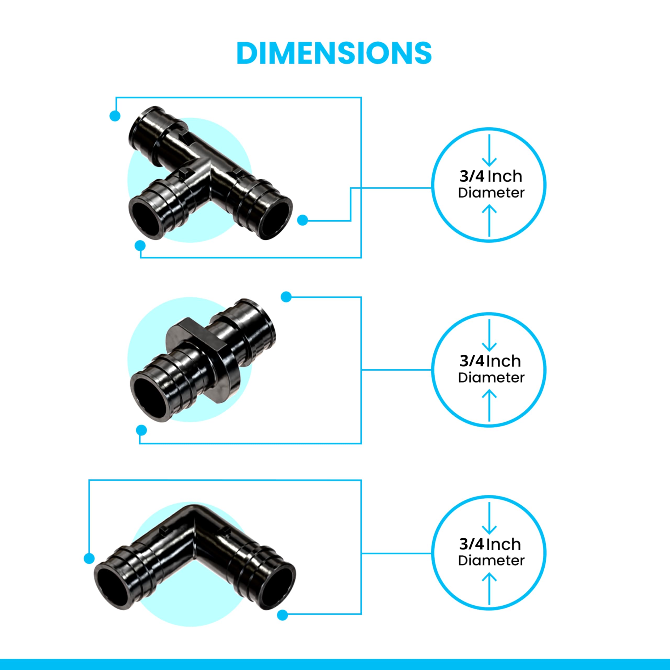 Snapklik.com : Vigolix Poly PEX-A Expansion Fittings 3/4 Inch Tee
