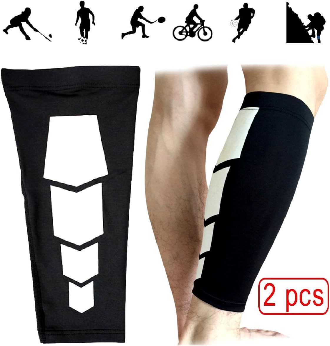 Amazon.com: SPJ: Calf 2 Leg Compression Sleeves with Reflective ...