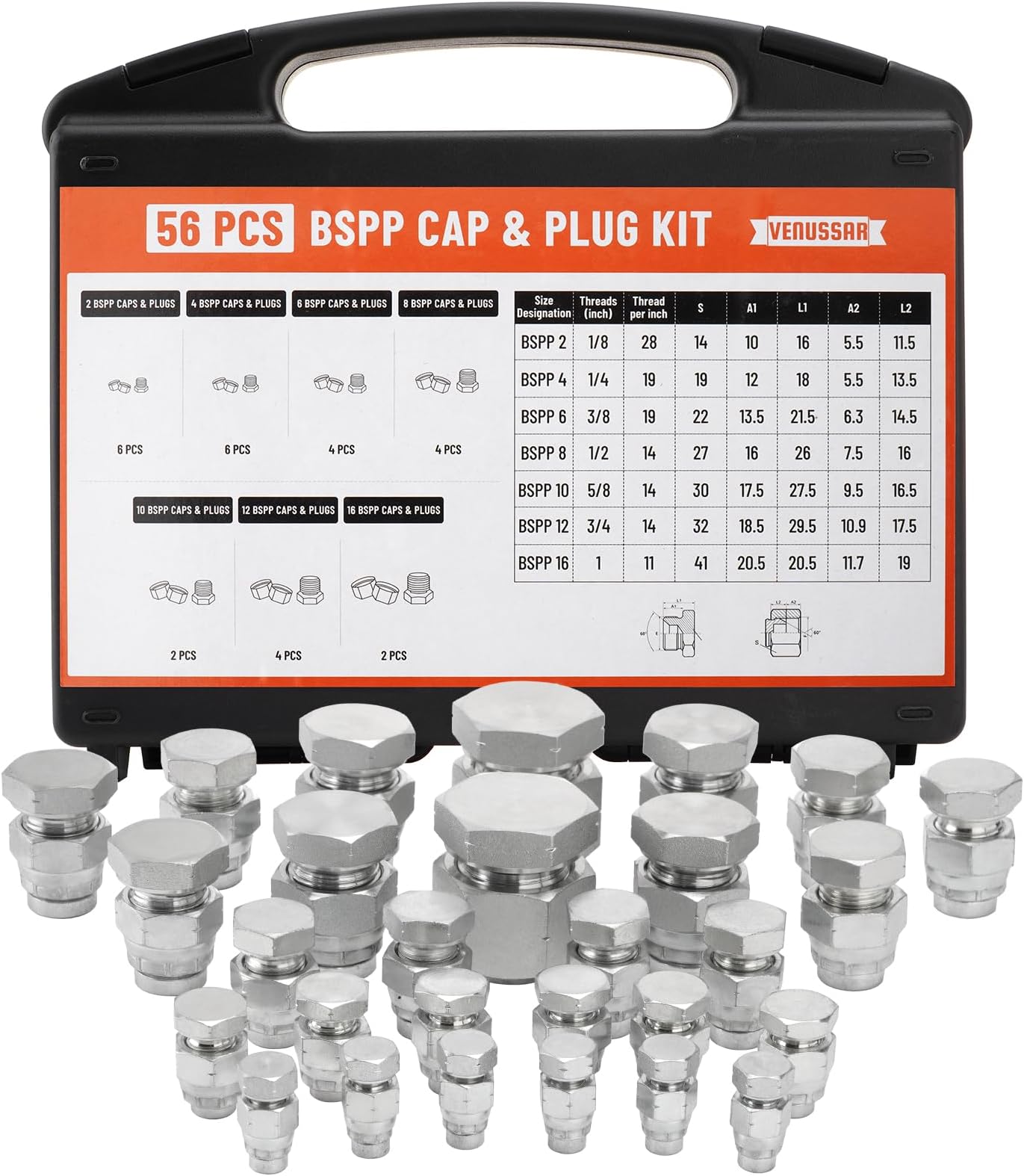 Amazon.com: PIKWO 80 Pcs DIN Light Duty Cap & Plug Assortment Hydraulic ...