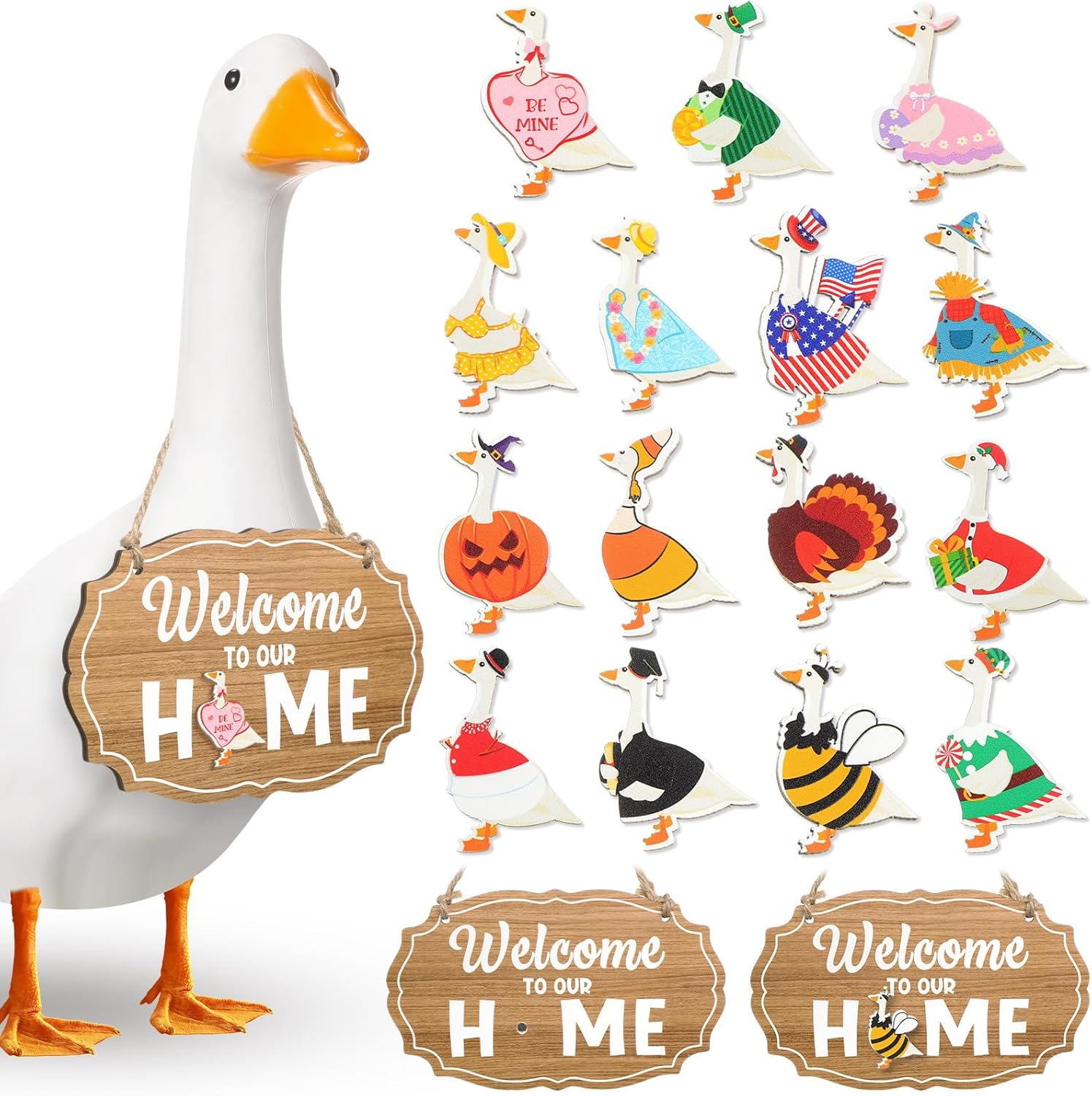 Amazon.com: Memorywuu 16 Pcs Porch Goose Welcome Sign Interchangeable ...