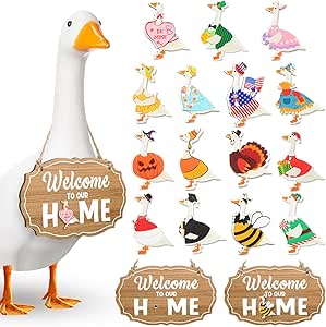 Amazon.com: Memorywuu 16 Pcs Porch Goose Welcome Sign Interchangeable ...