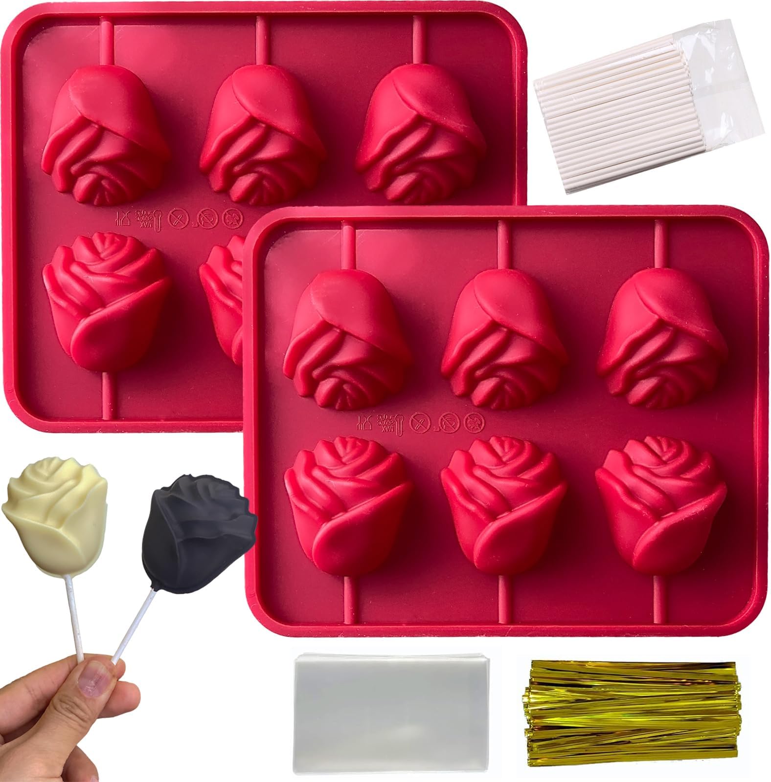 Amazon.com: Webake Heart Lollipop Molds - 6 Holes Shaped Chocolate ...
