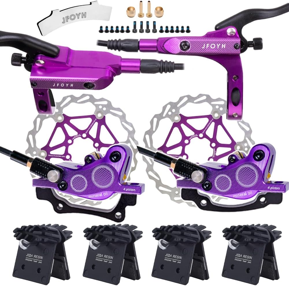Amazon.com : JFOYH 4-Piston MTB Hydraulic Brake Set with 160mm Floating ...