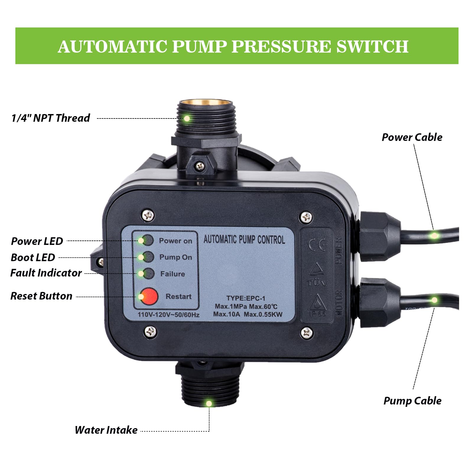 Snapklik.com : IP65 Automatic Water Pump ControllerWater Pump Pressure ...