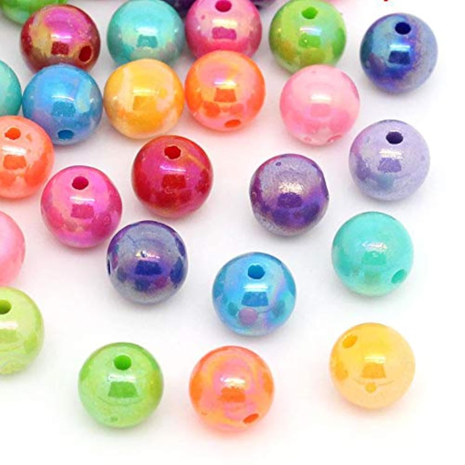 Amazon.com: 600 Round AB Multicolor Acrylic Beads 8mm Diameter with 2 ...