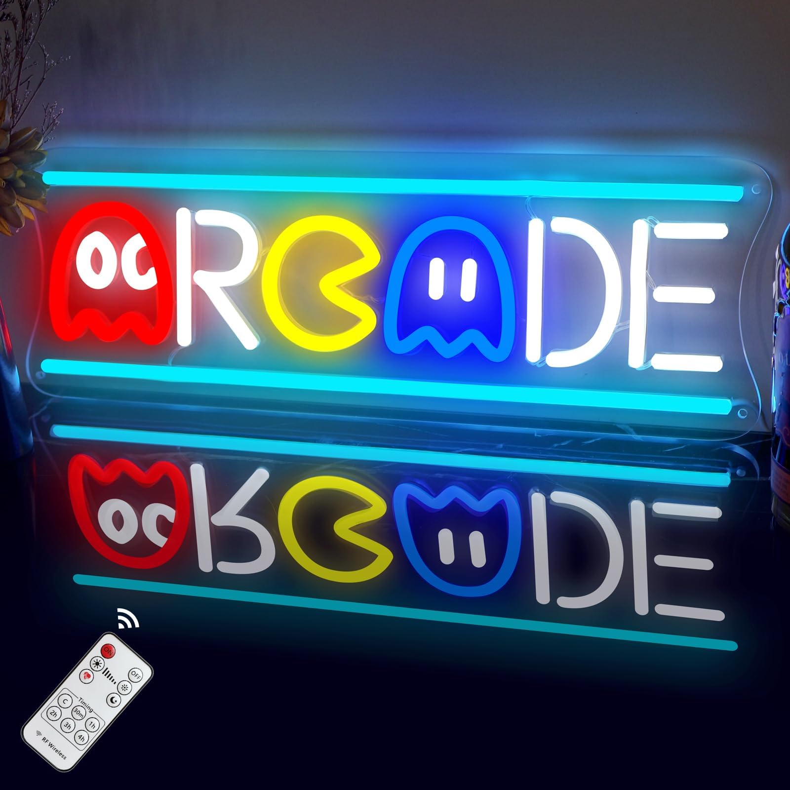 Amazon.com : Arcade Double-Sided Marquee Sign With Neon Print And LED ...