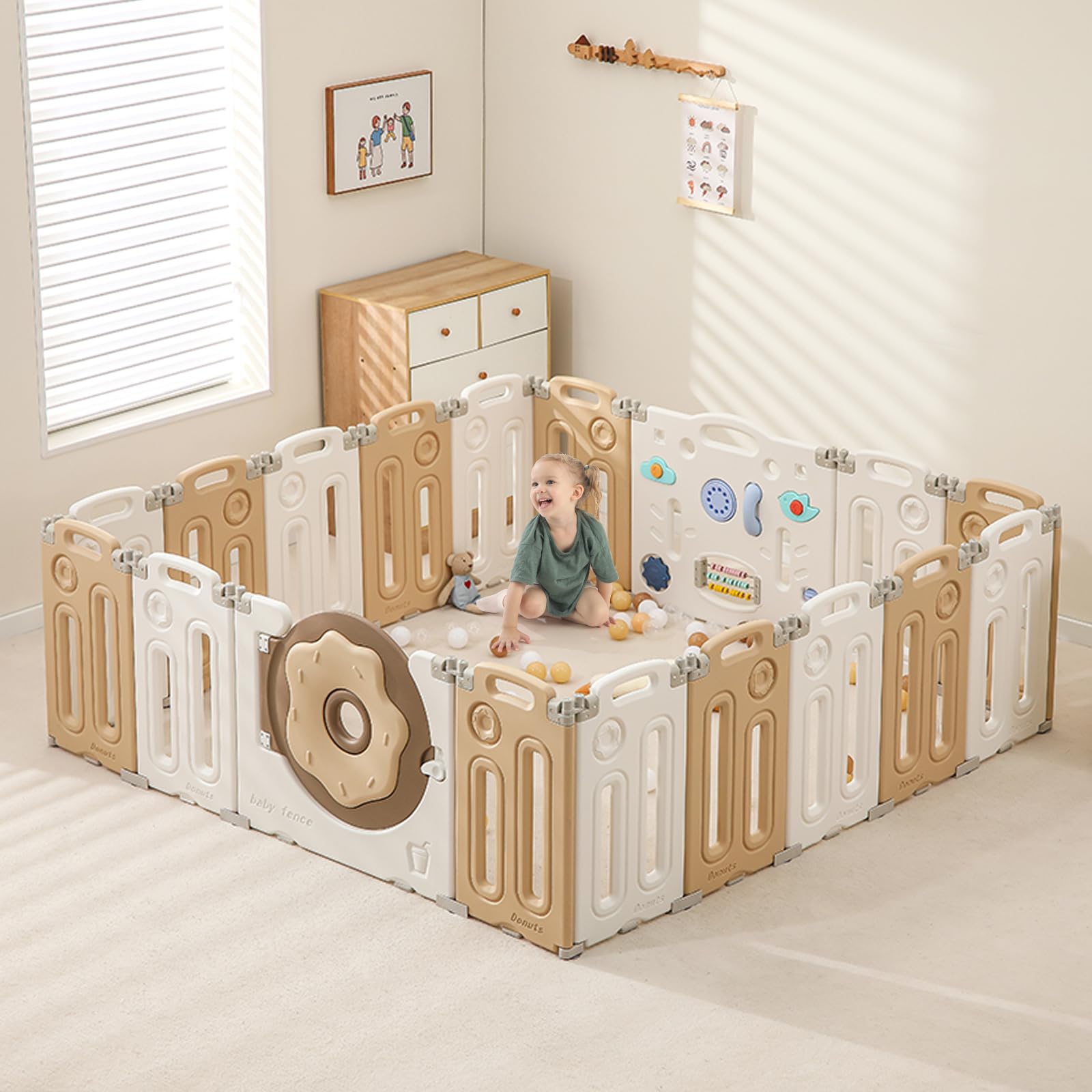 Amazon.com : IFLETH Baby Playpen, Foldable Baby Playpen, Playpen for ...