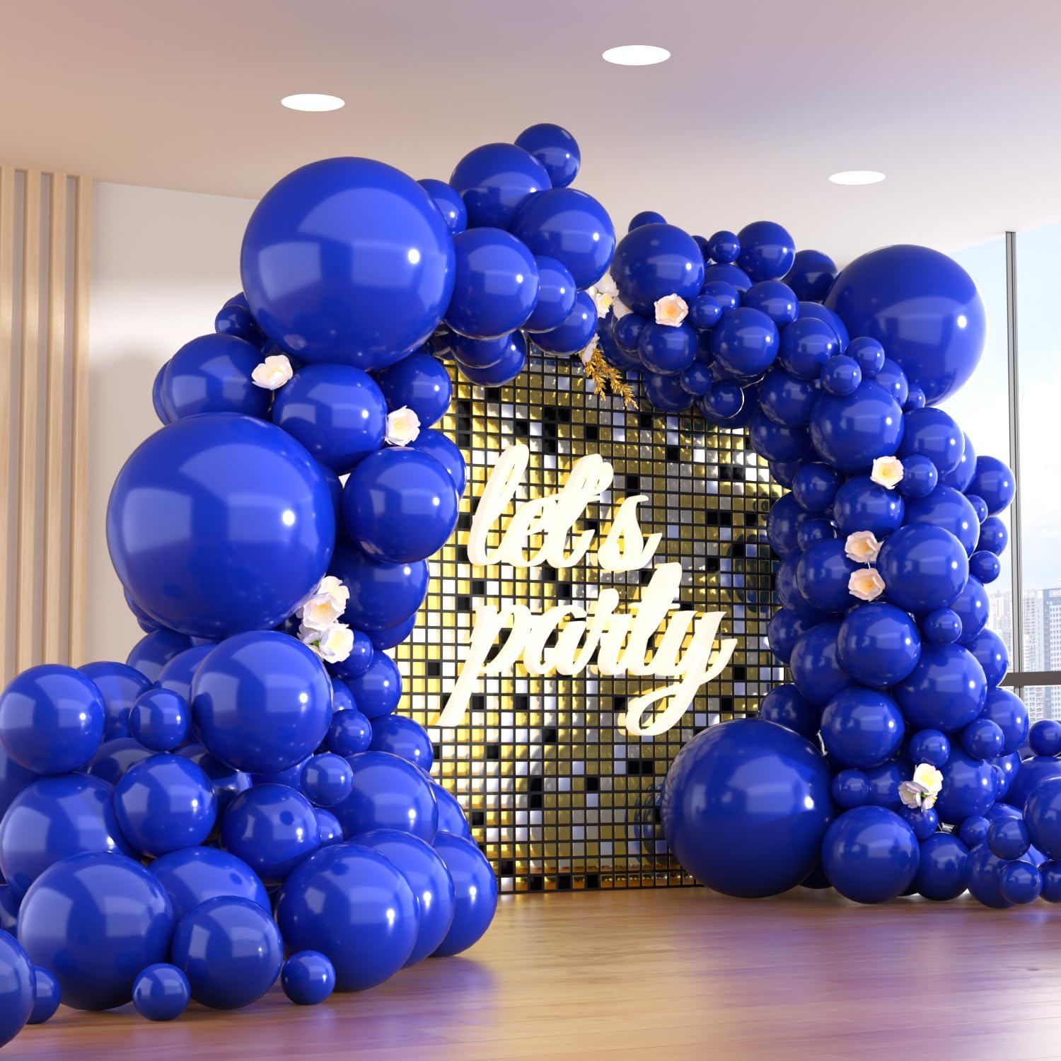 Paquete de 150 globos color azul rey de diferentes tamaños, 18, 12, 10 ...