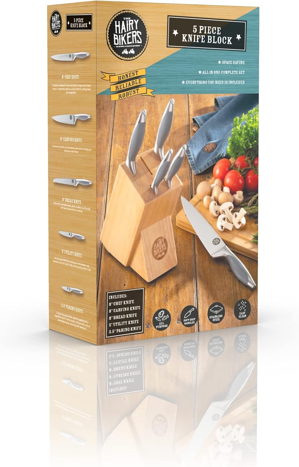 Hairy Bikers Premium Stainless Steel, Professional 5PCS Kitchen Knife ...