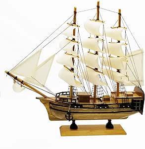 Amazon.com: Rockin Gear Handcrafted Wooden Pirate Ship Model – 14 ...