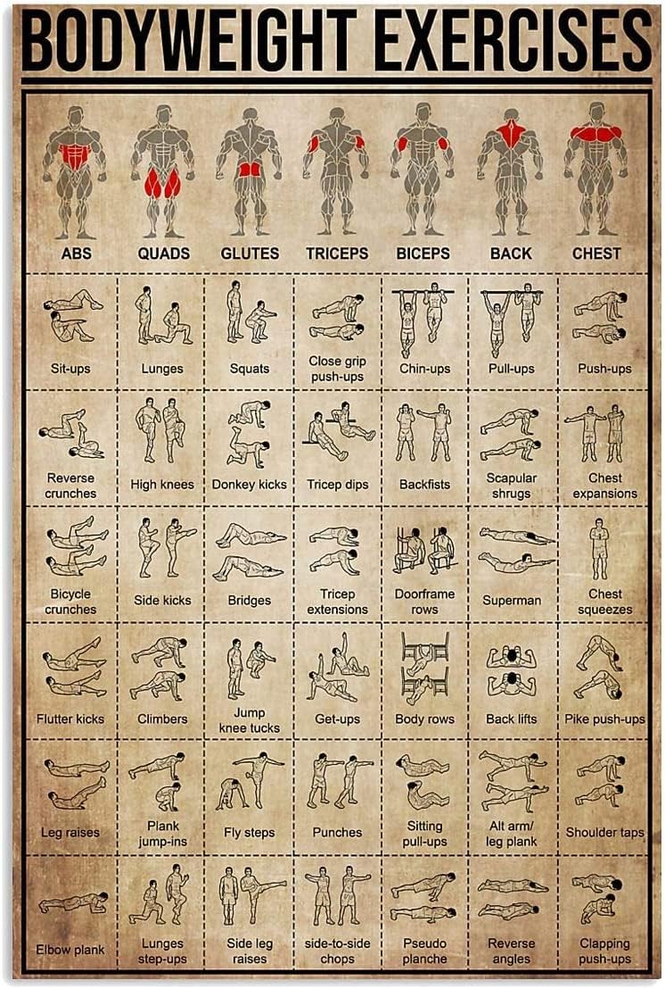 Amazon.com : Vintage Bodyweight Exercises Metal Signs Fitness Knowledge ...