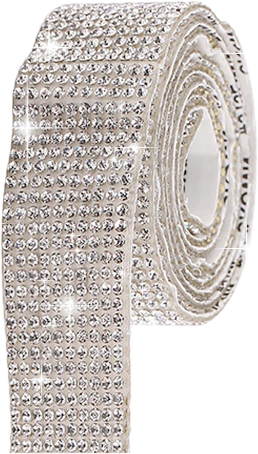 Amazon.com: 1 Roll Resin Rhinestone Ribbons - Silver Self Adhesive ...