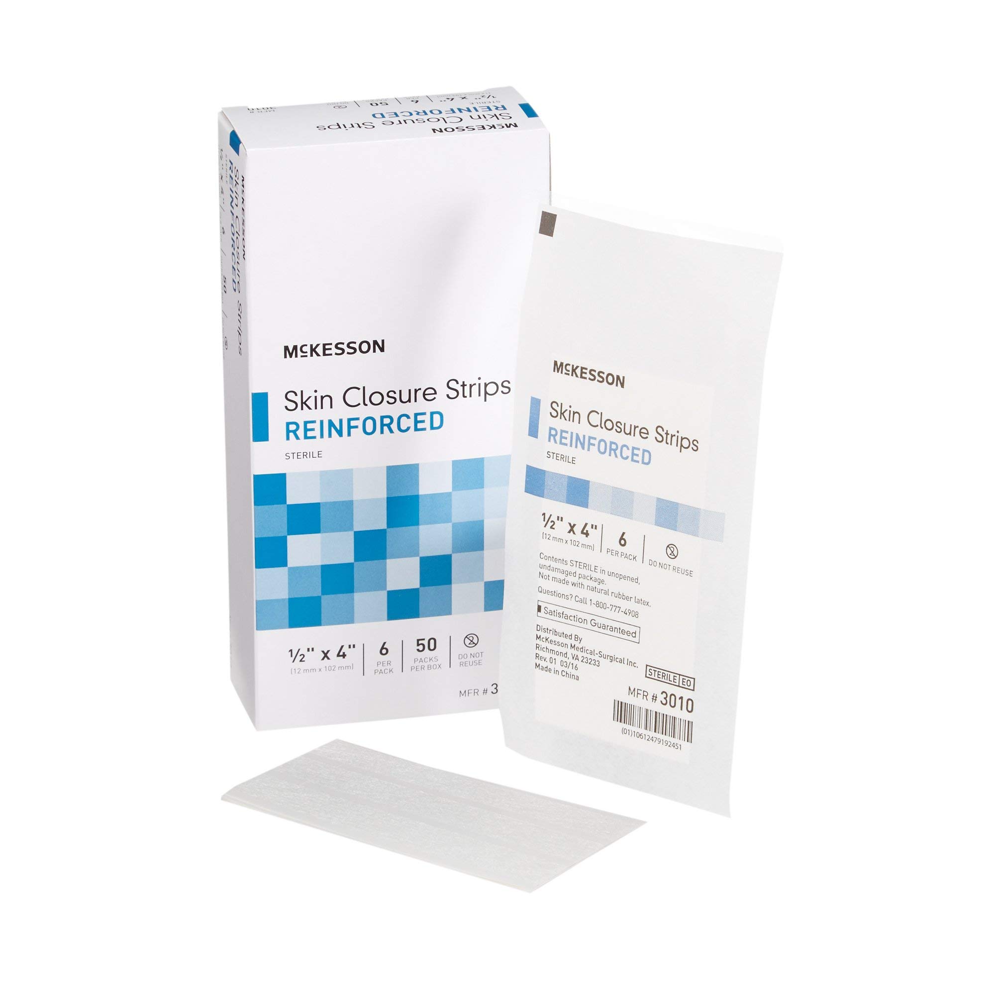 Amazon.com: McKesson Skin Closure Strips, Sterile, Reinforced, 1/2 in x ...