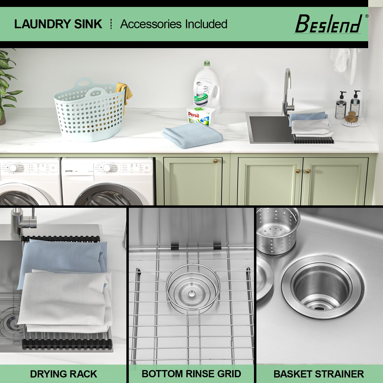 Snapklik.com : 25 Laundry Sink Drop In - 25x22x12 Inch Laundry Utility ...