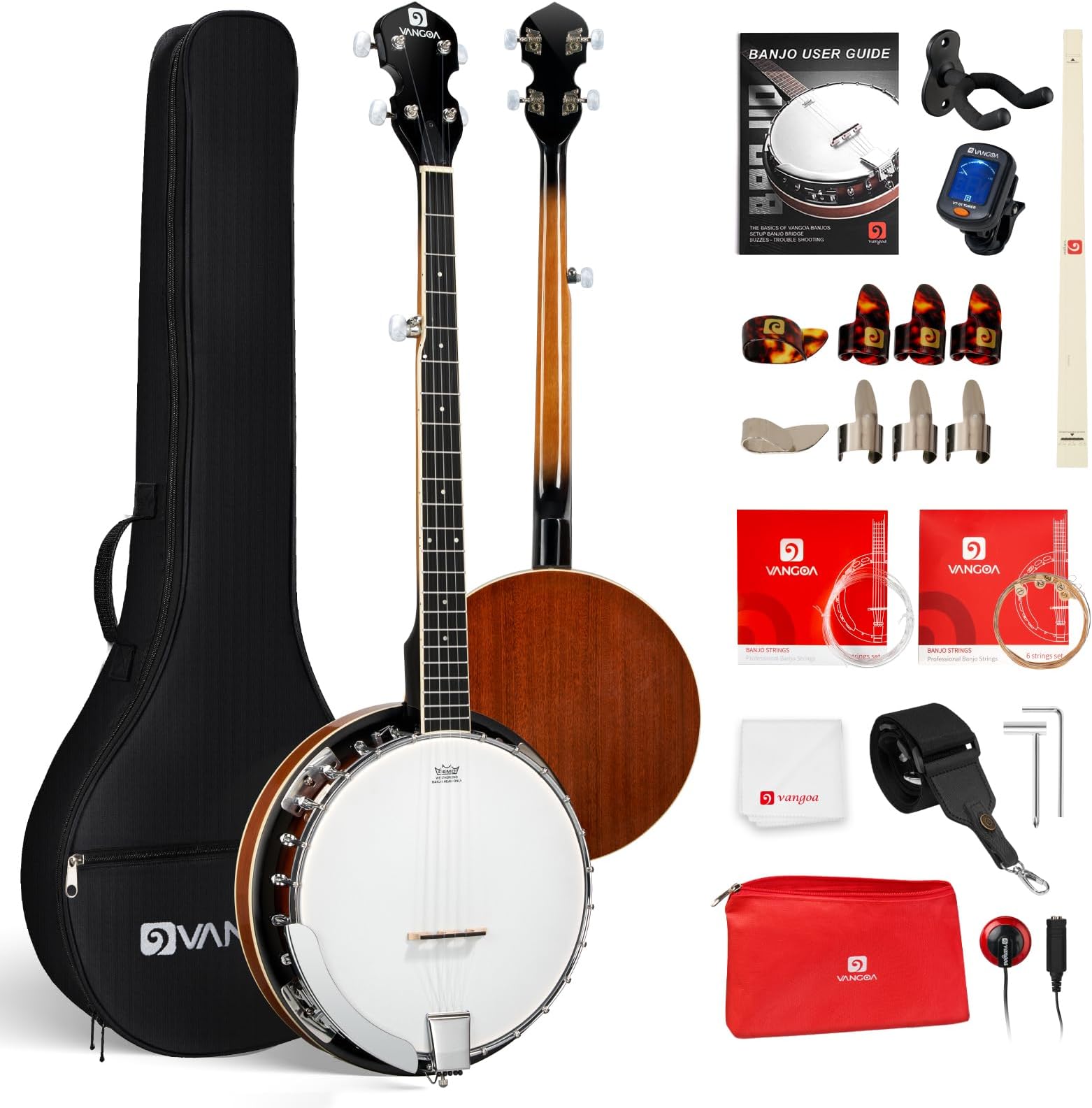 Amazon.com: Vangoa Banjo 5 String Kit, 38 Inch Full Size Nylon Banjos ...