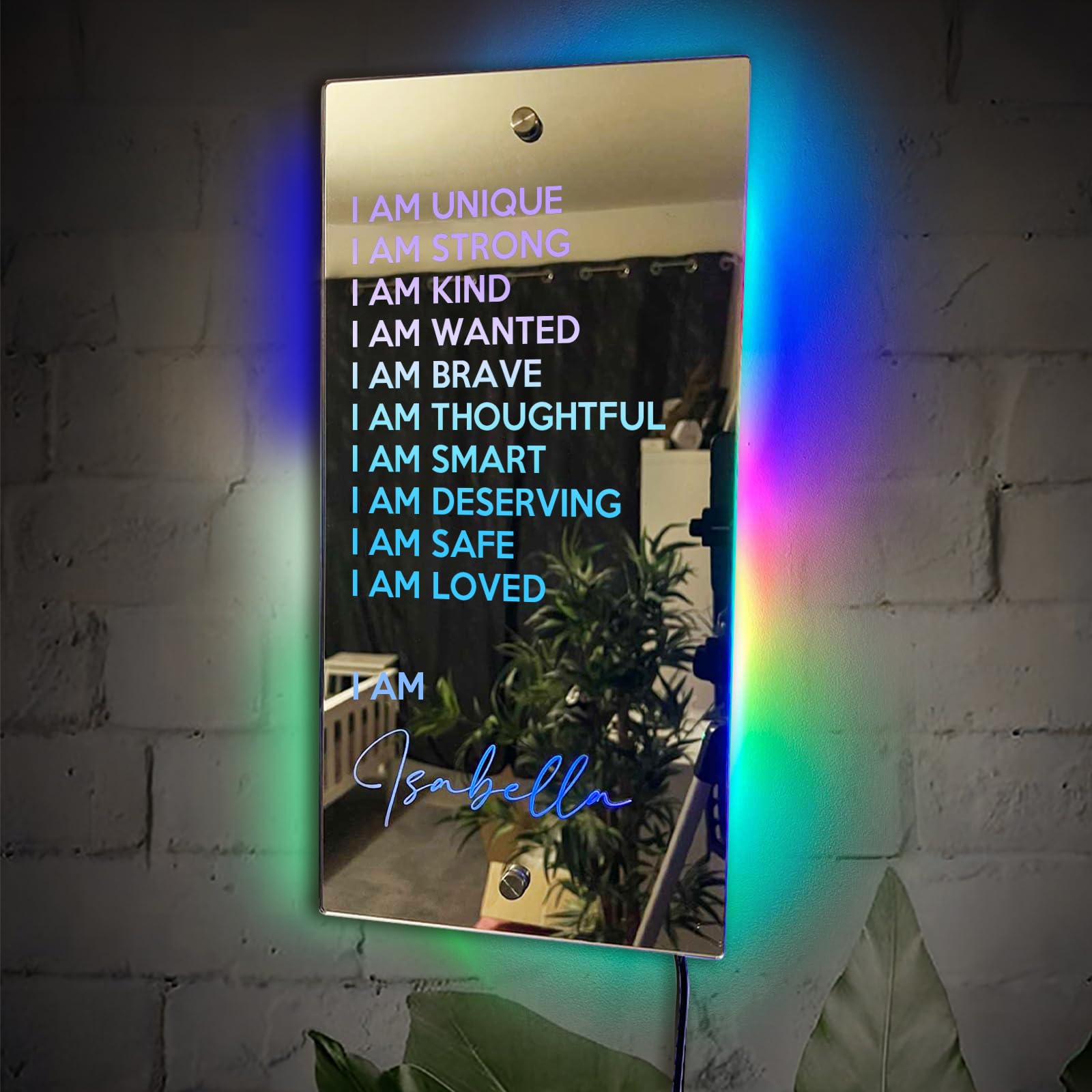 Amazon.com : Personalised Name Affirmation Mirror Neon Sign, Custom ...