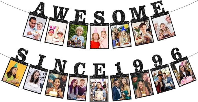 Amazon.com: Pre-strung Awesome Since 1996 Photo Banner Birthday ...