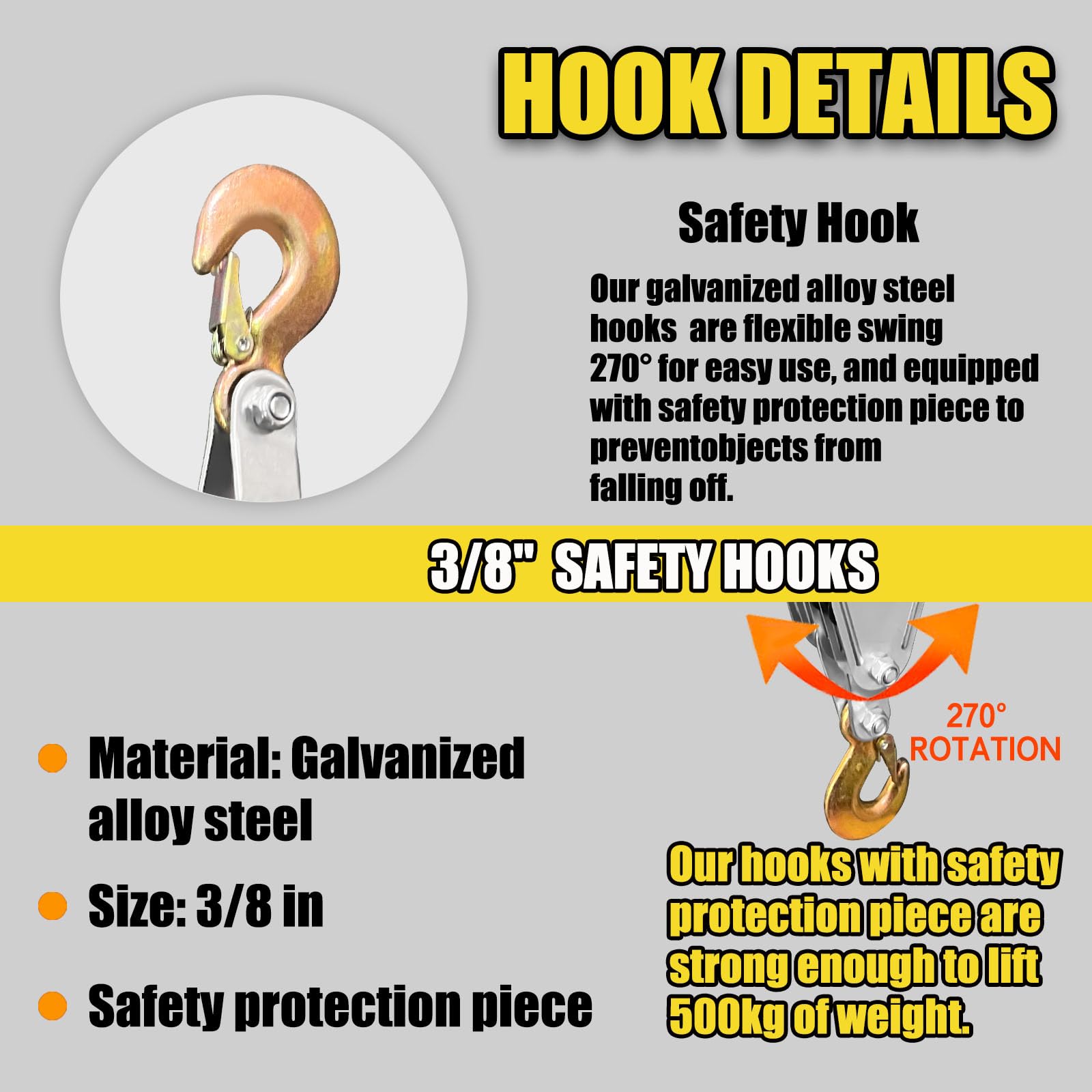 Snapklik.com : FITHOIST Block And Tackle 4400LBS Breaking Strength ...