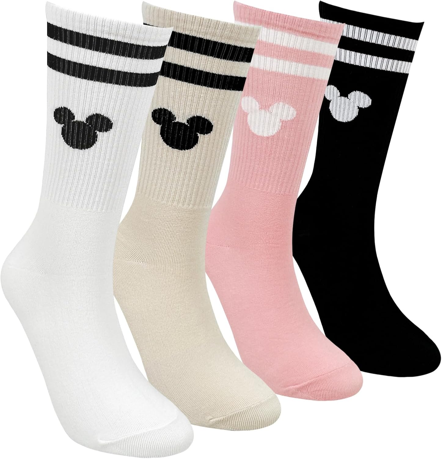 Amazon.com: Yolo Studio Mickey Mouse Crew Socks, 4 Pairs, Striped ...