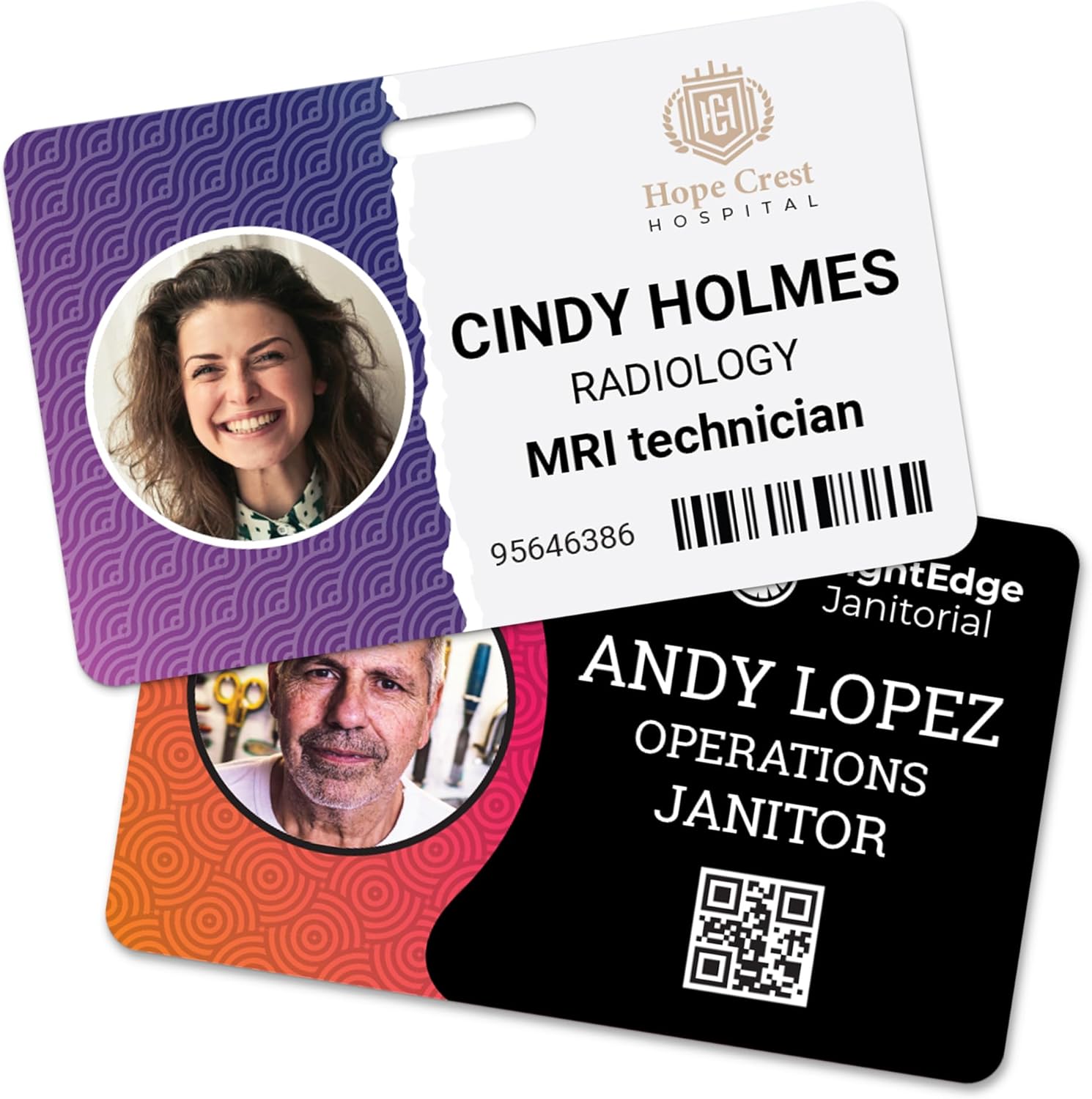 Custom Print Employee ID Badge - Various Patterns & Layouts - Double ...