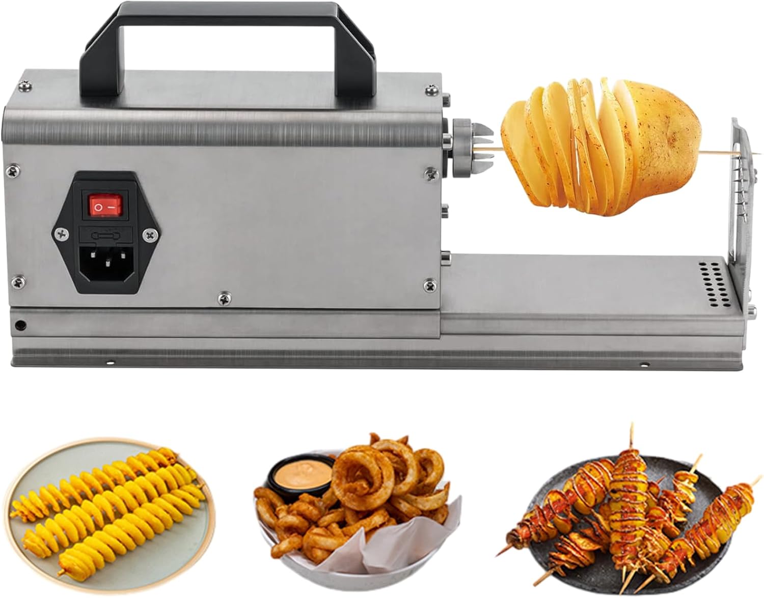 DRUXTO 3 in 1 Electric Tornado Potato Slicer, Multifunction 40W Spiral ...