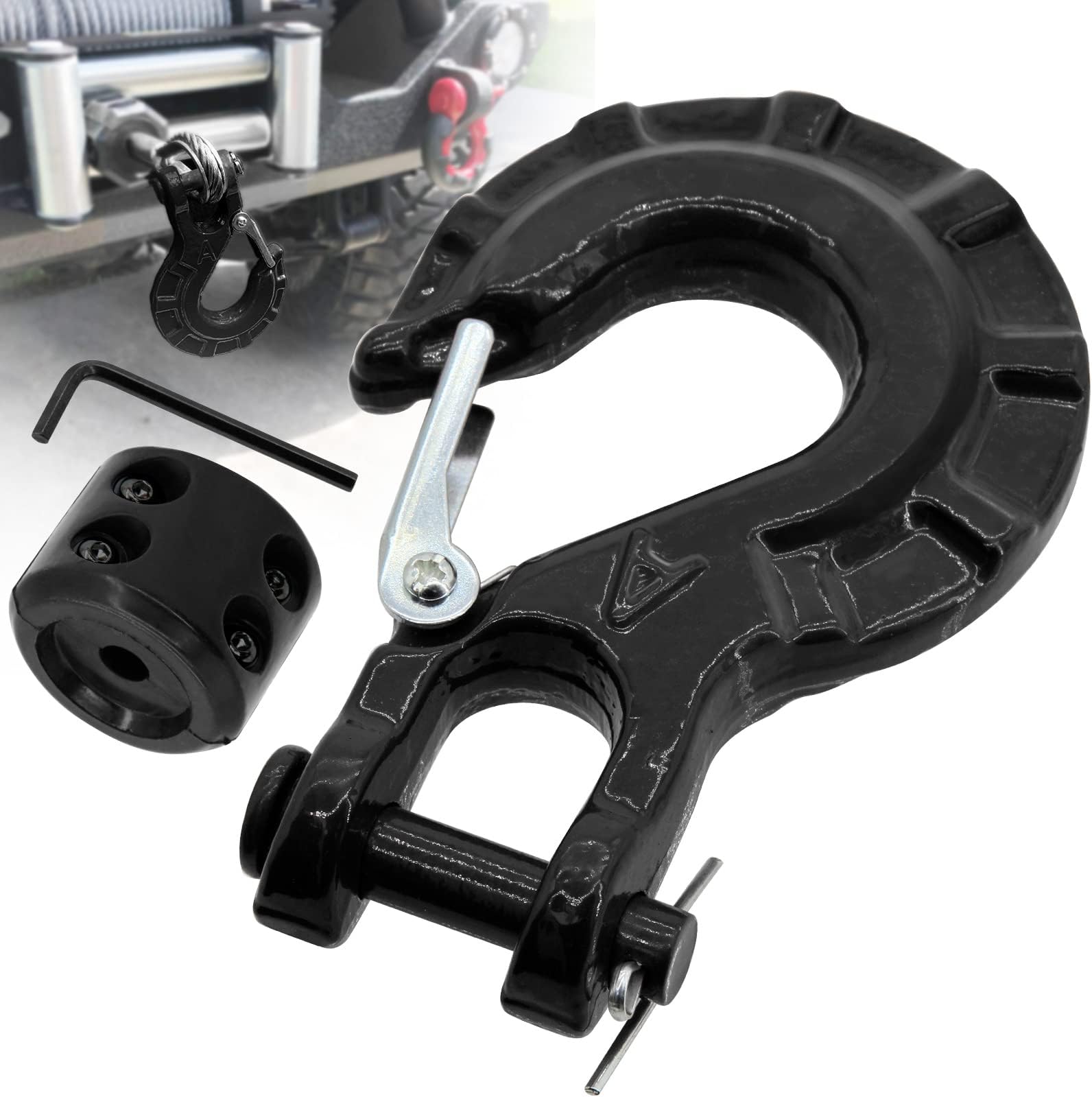 Amazon.com: AMOPA Black Forged Steel Spring-Loaded Safety Latch Clevis ...