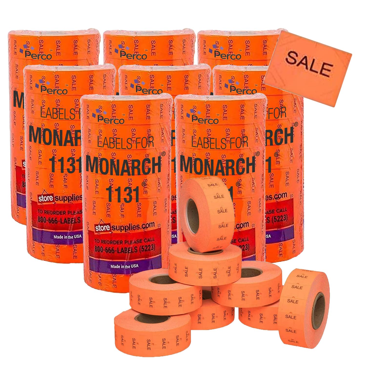 Amazon.com : Perco Sale Fluorescent Red Pricing Labels for Monarch 1131 ...