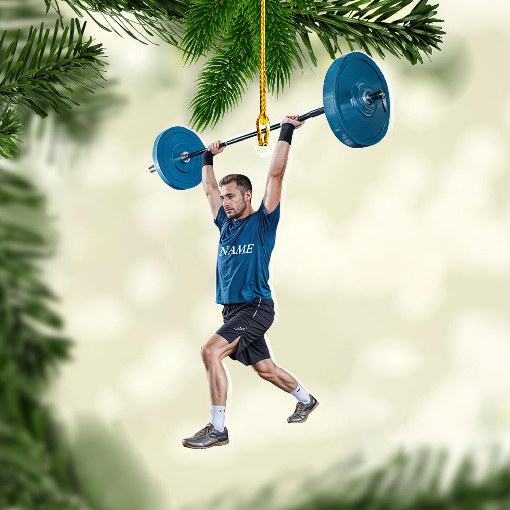 Amazon.com: MAPrints Personalized Weight Lifting Christmas Ornaments ...
