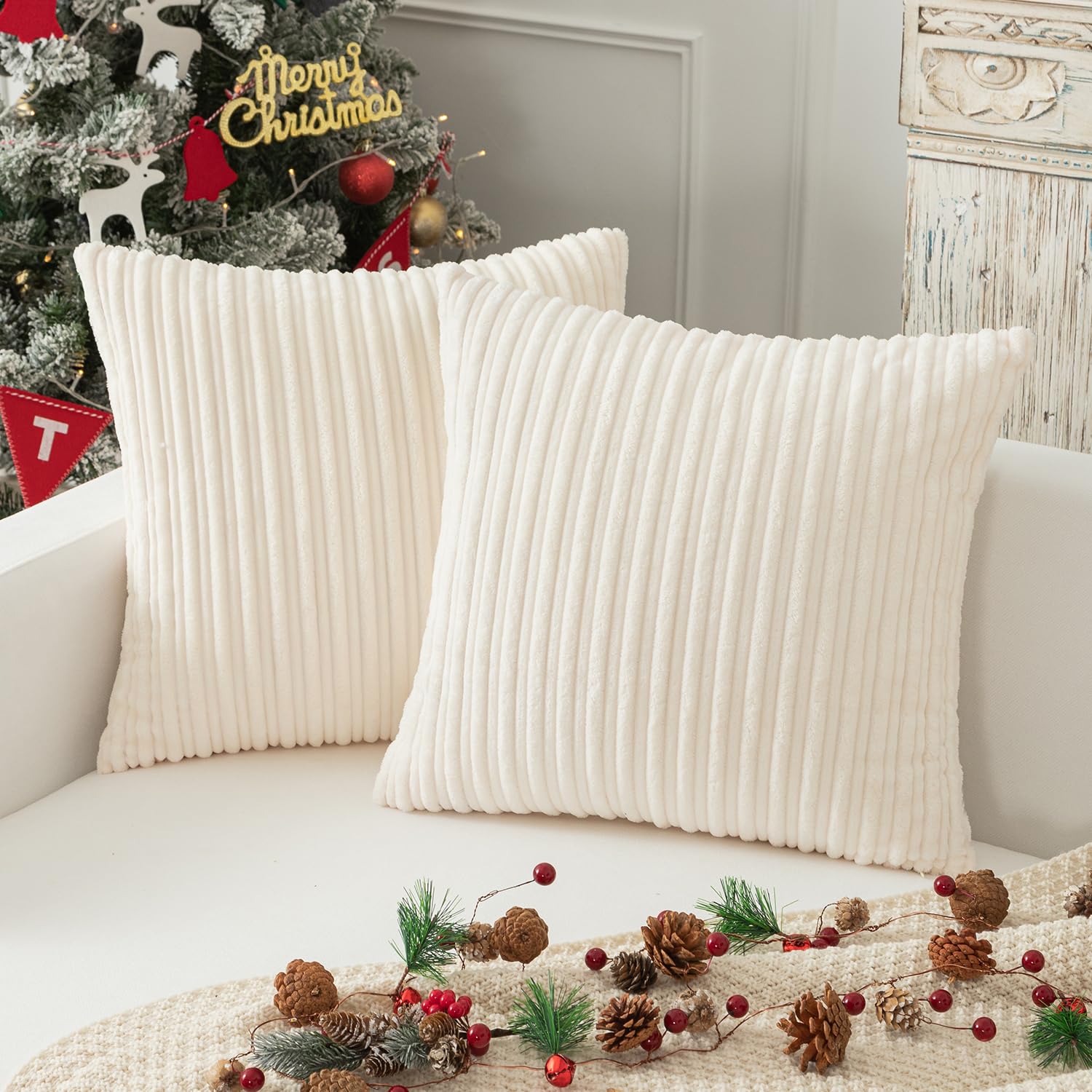 Kevin Textile Striped Corduroy Plush Texture Velvet Euro Throw Pillow ...