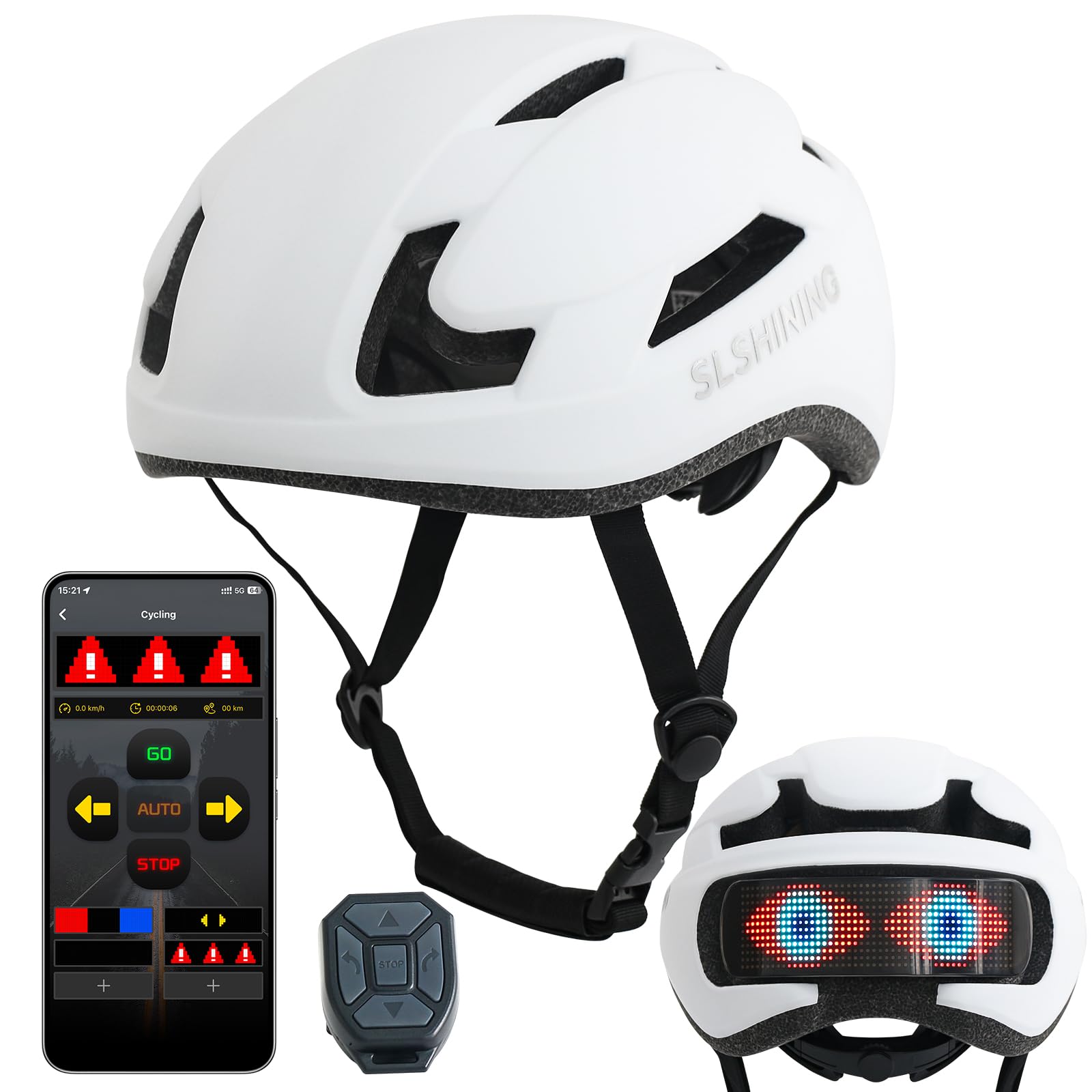 SoulBay Bike Helmet, Cycle Helmet with Bluetooth App Control LED Light ...