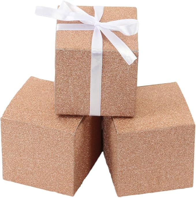 Amazon.com: Andaz Press Real Glitter Rose Gold Favor Boxes Bulk 50 Pack ...