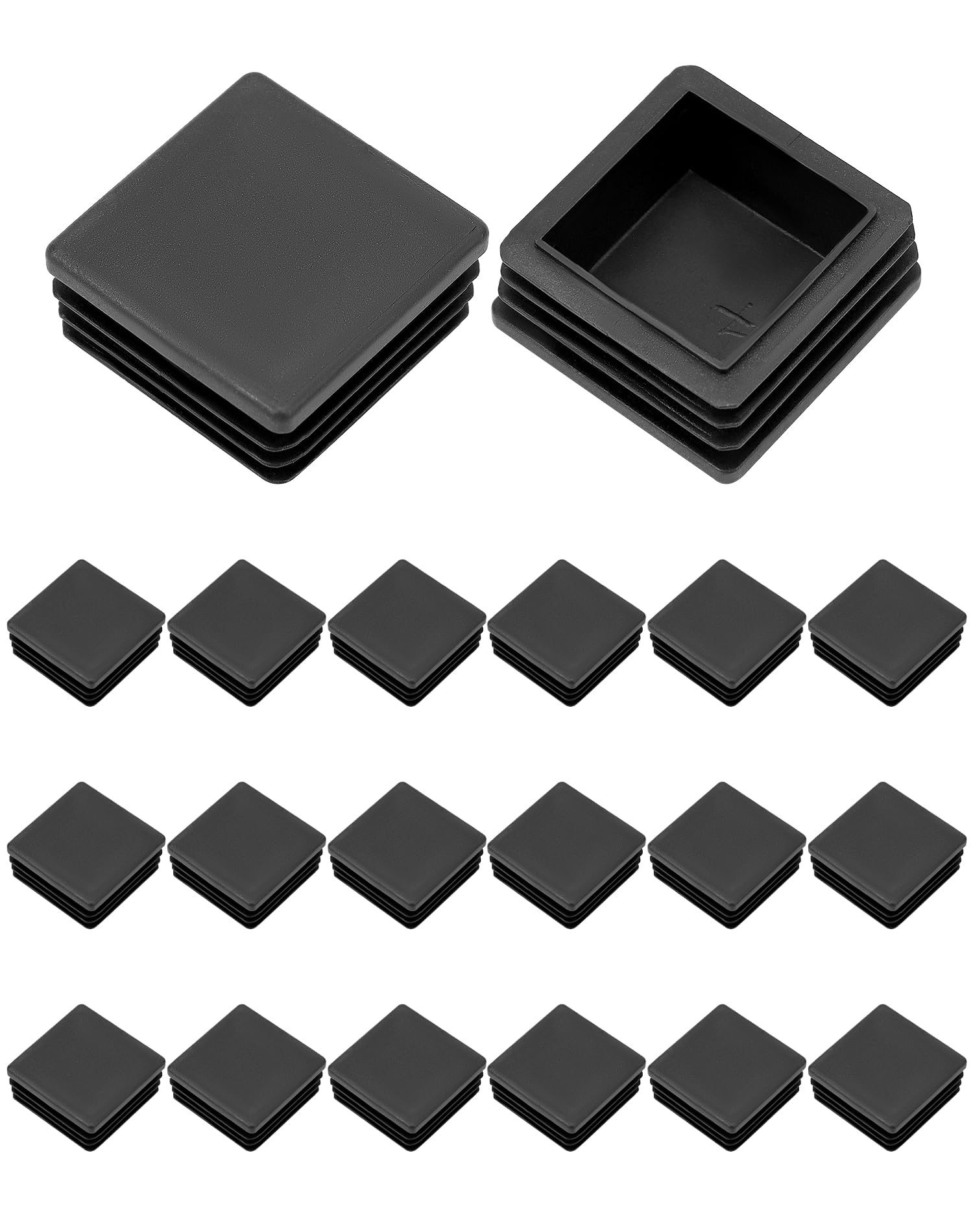 QWORK® Square Plastic End Caps, Inner Plugs Square Ribbed Tube for ...