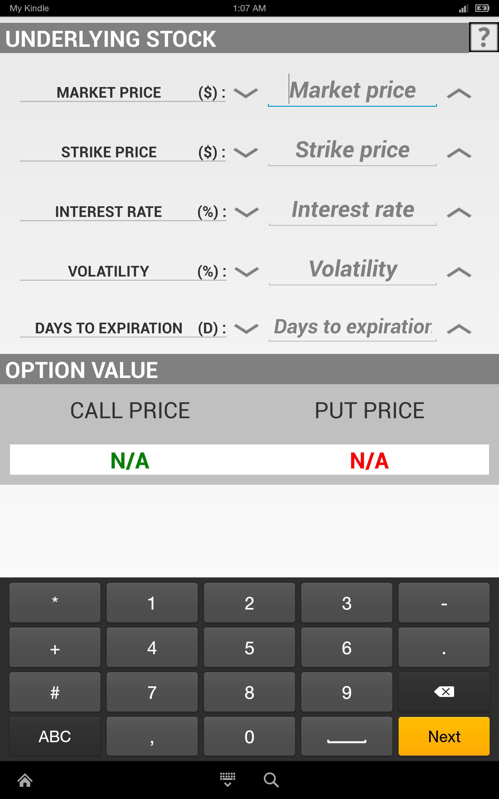 Options Calculator Beginner - App on Amazon Appstore